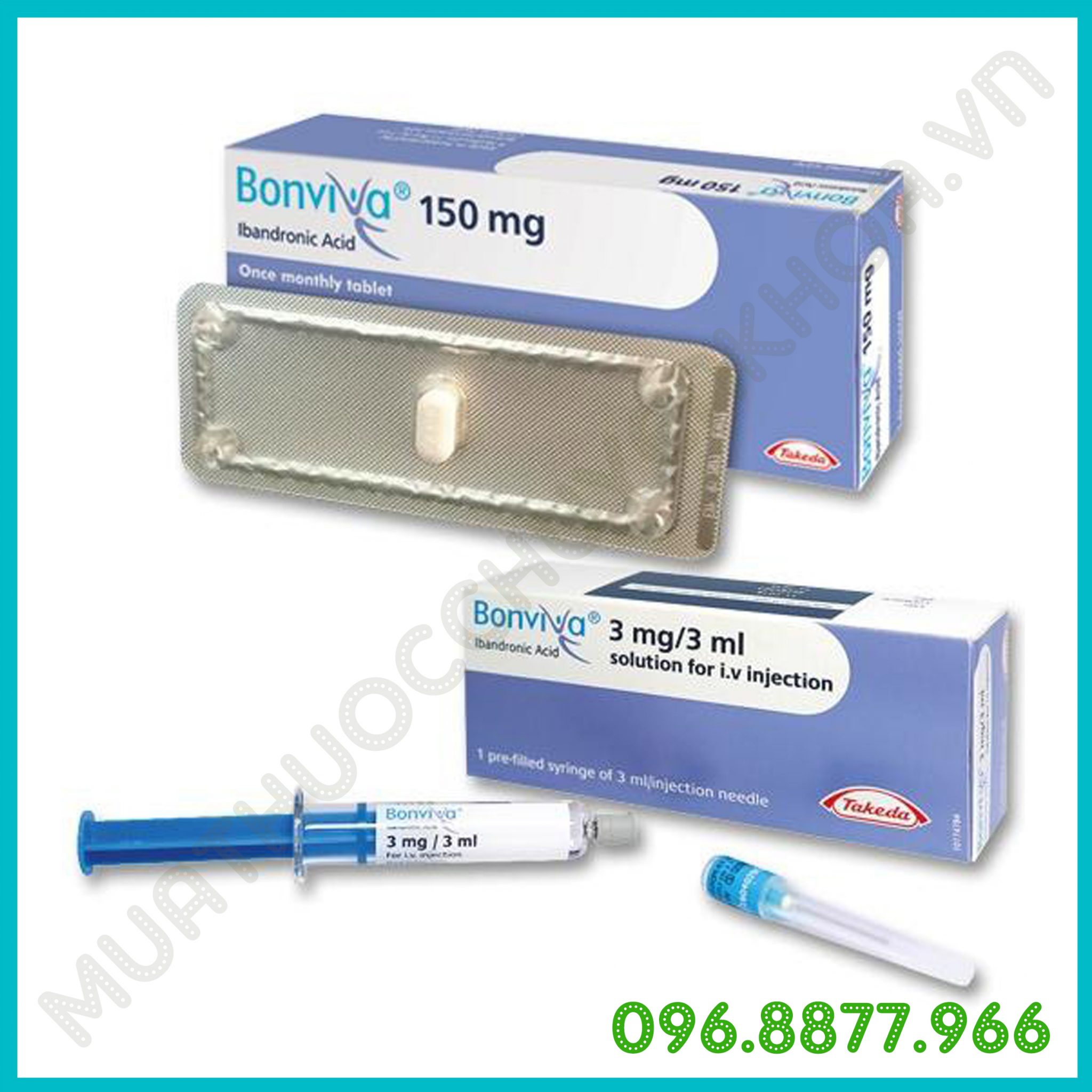 Thuốc Bonviva 150mg 3mg/3ml (Axit ibandronic) - Điều Trị Xương Khớp